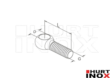 Śruba oczkowa M6x30, naciąg nierdzewny, napinacz, końcówka linki szlif ...